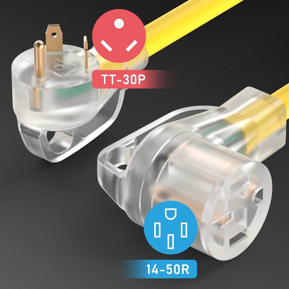Power Electrical RV Adapter Cord/Plug TT-30P/14-50R 30 AMP Male To 50 ...