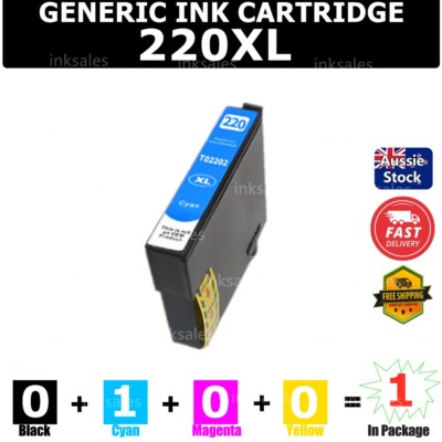 1x Generic 220XL 220 Cyan Ink Cartridge For Epson WF2630 WF2650 XP220 ...