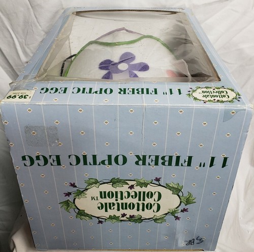 Vtg Fiber Optic Easter Bunny Rabbit in Egg Flowers Decor in box *Works ...