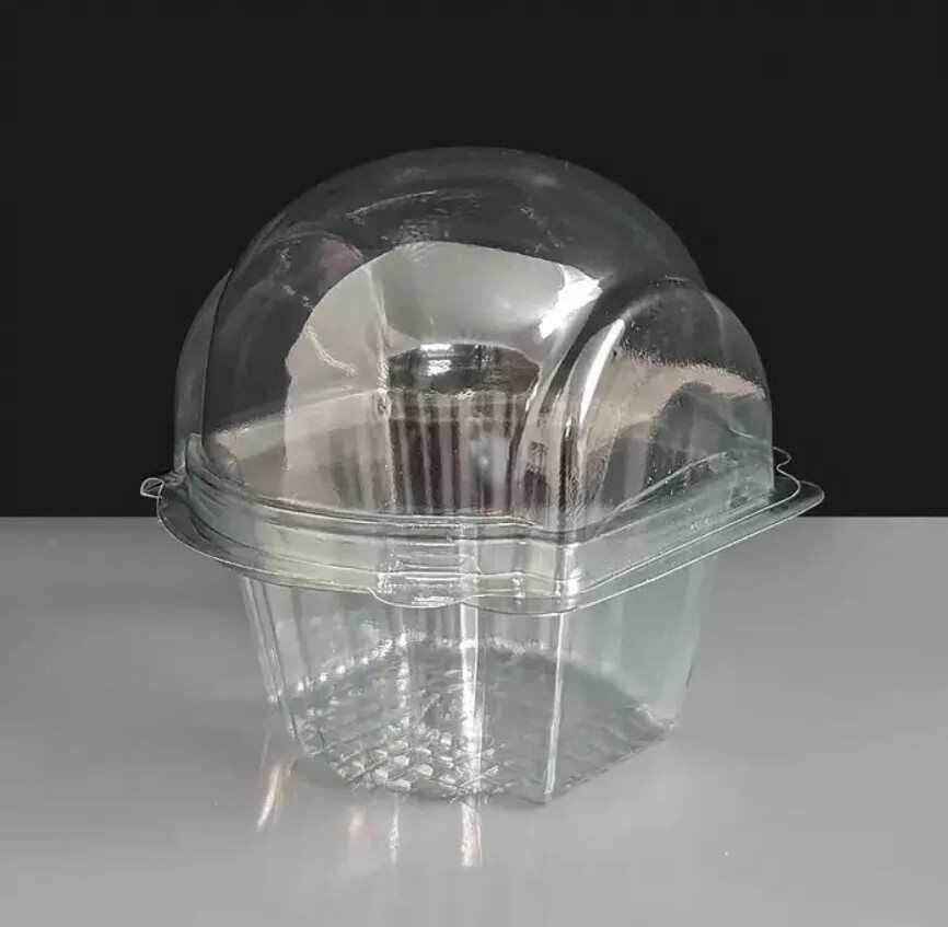 50 Hinged Plastic Dome Cupcake Pods Large Cupcake Holder Clear Plastic ...