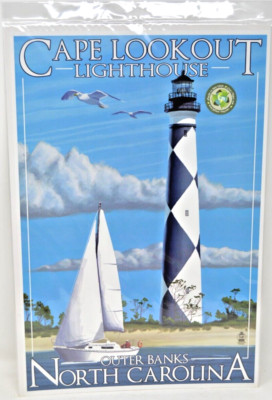 Cape Lookout Lighthouse Outer Bank NC Travel Poster By Lantern Press ...