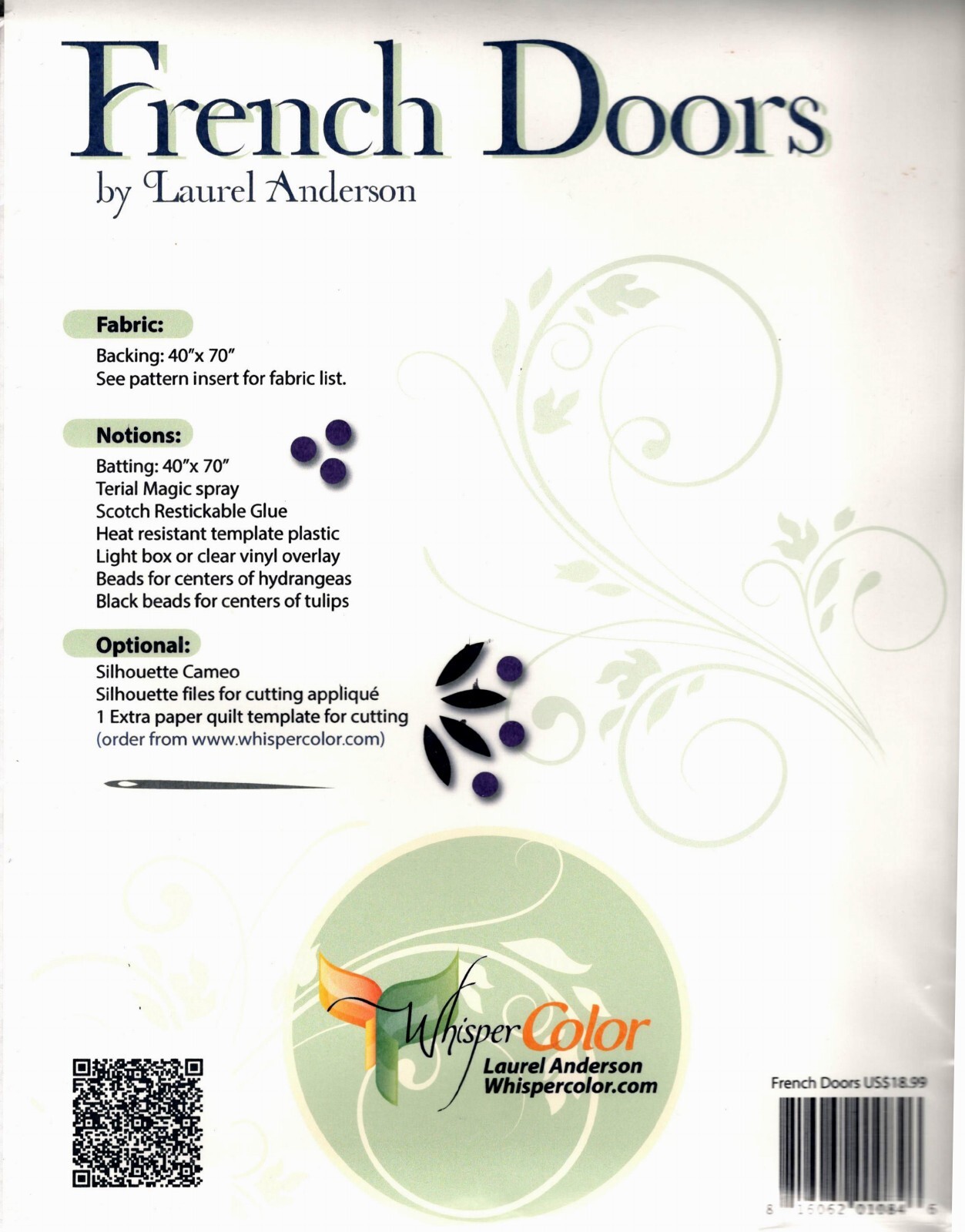 French Doors Quilt Pattern by Whisper Color Laurel Anderson | eBay