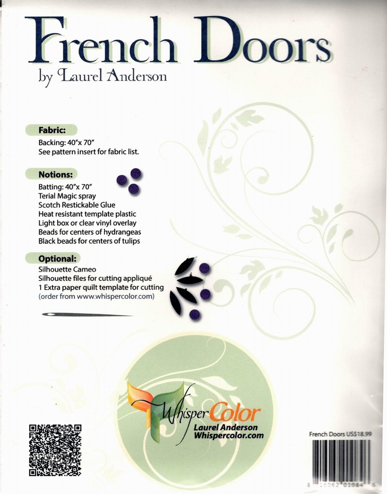 French Doors Quilt Pattern by Whisper Color Laurel Anderson | eBay