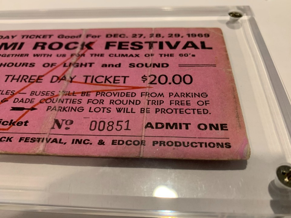 MIAMI ROCK FESTIVAL 1969 ORIGINAL TICKET STUB GRATEFUL DEAD Johnny ...