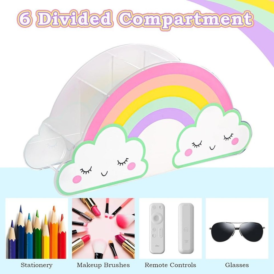 Pencil Holder for Desk, Acrylic Pen Holder Rainbow Supply Caddy for ...
