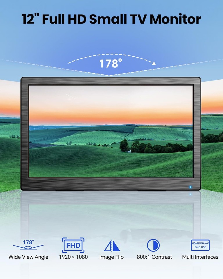 Eyoyo CCTV Monitor 12 Inch Small Computer Monitors 1920x1080P Mini LED ...