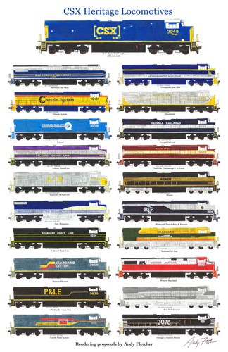 CSX Proposed Heritage Locomotives 11"x17" Poster by Andy Fletcher ...