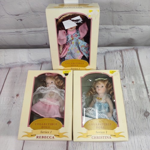 3 Collectible Doll Series 1 Porcelain 4.5” Dolls - Caroline, Rebecca ...