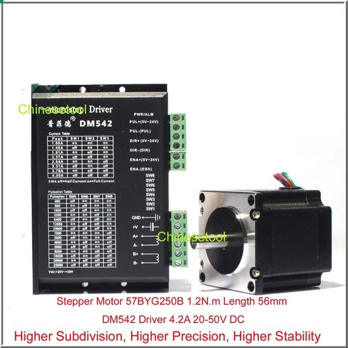 Stepper Motor 57BYG250C 1.8 N.m Length 76mm + Microstep Driver DM542 4 ...