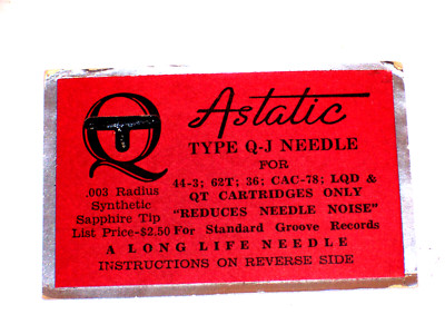 Rare NIB / NOS ASTATIC Q-J Needle for Astatic 14-3, 62T, 36, CAC78, LQD ...