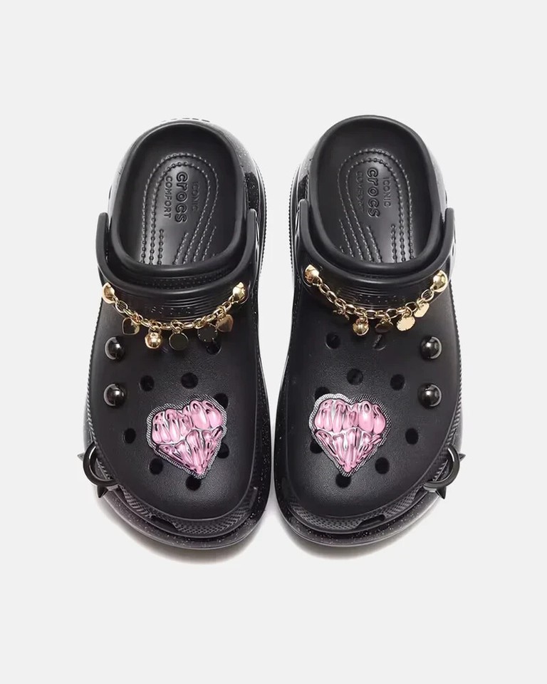 CROCS x ATMOS PINK MEGA CRUSH RAINBOW GLITTER CLOG BLACK US W10- RARE ...