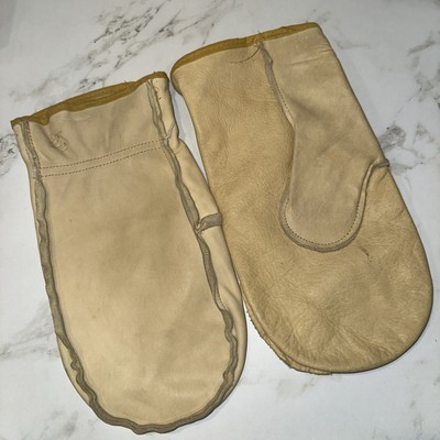 Vintage Leather Mittens Mitts Metal Work Outdoor Tan Large XL Mens | eBay