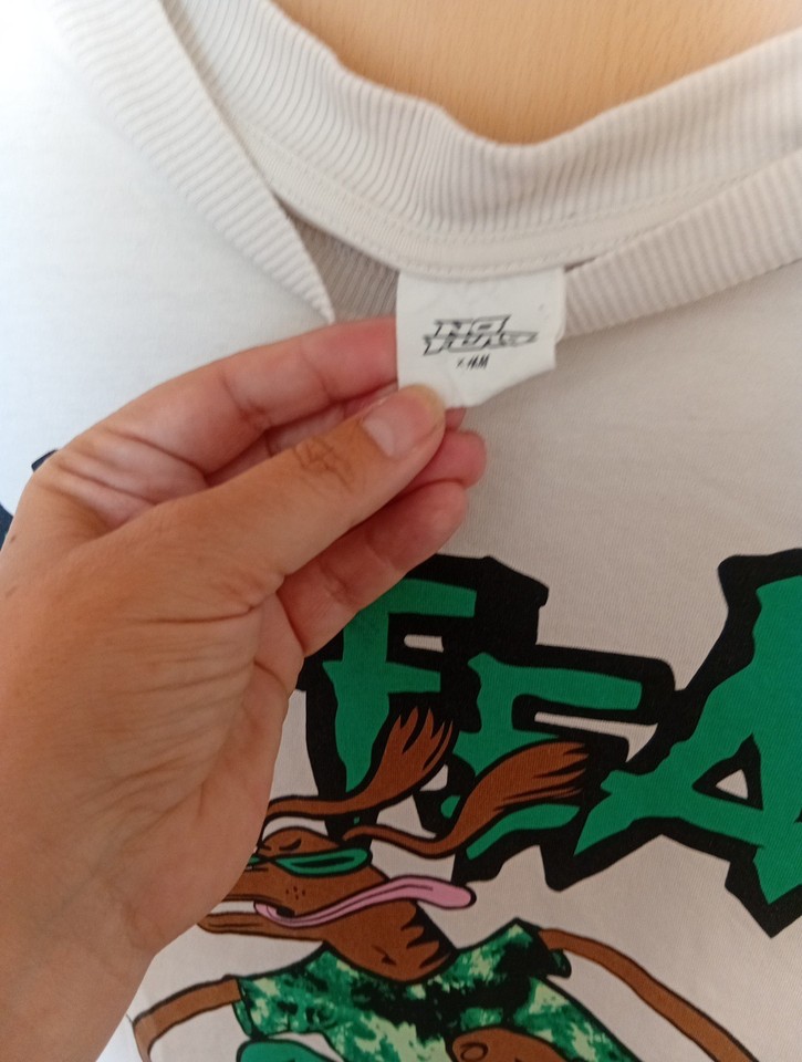 No Fear H&M T-Shirt Small Retro Y2K Cream Off White Skater Tshirt | eBay