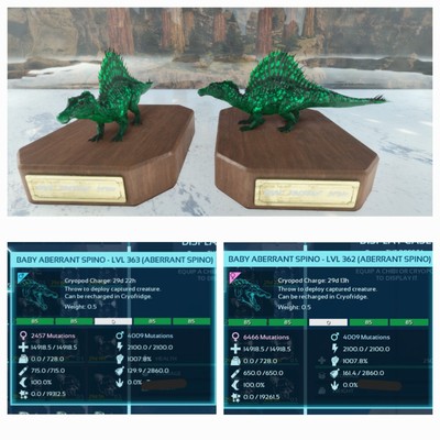 ARK ASA PVE OFFICIAL PAIR BABY SPINO ABERRANT JADE #85 HIGH STATUS PC ...