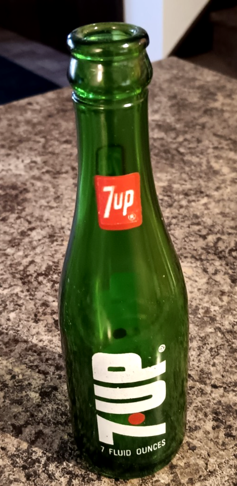 RARE Vintage 7 Up Green Soda Pop Glass Bottle 7 Fluid Ounce SEVEN-UP ...
