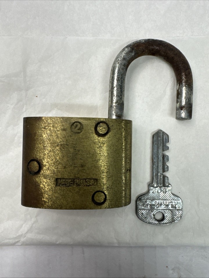 Vintage Reese Brass Padlock W/ Key Old Lock Tool Box Trunk Chest Case ...