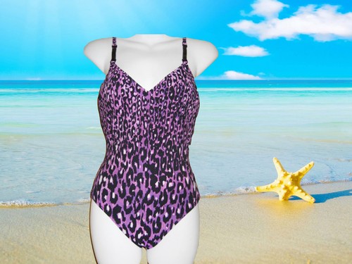 NEW GOTTEX purple leopard PRINT SEXY LOW BACK 1 pc BATHING SUIT ...