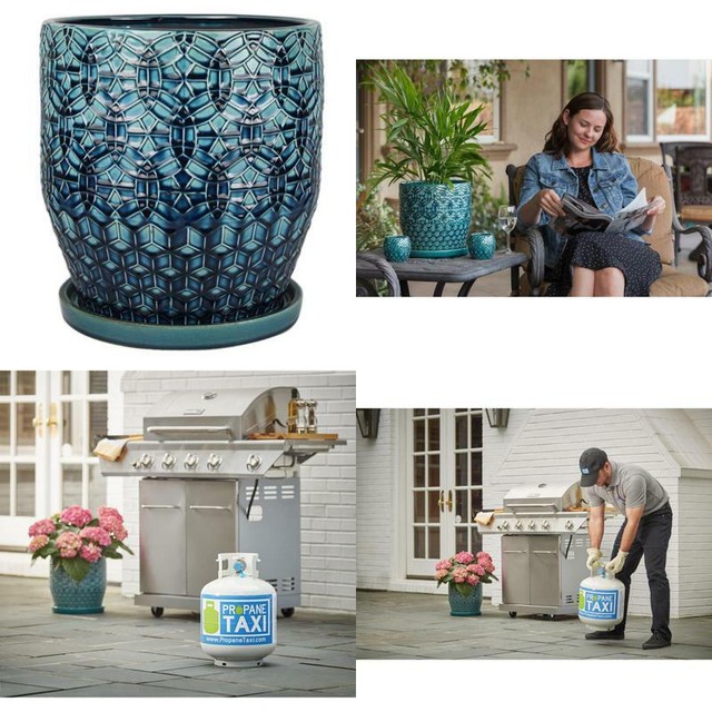 Trendspot 12 Inch Dia Ceramic Rivage Planter Bohemian Indoor Outdoor ...