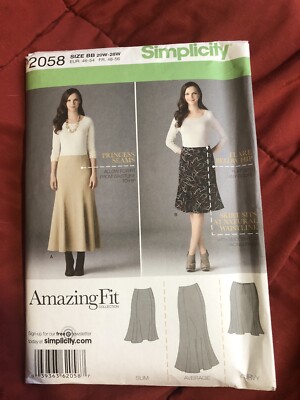 Simplicity 2058 Sz 20W-28W Skirt Various Lengths/Styles Sewing Pattern ...