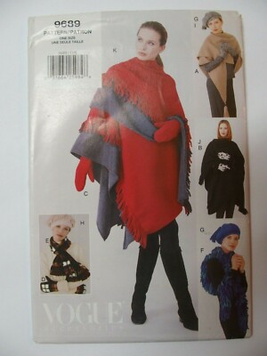 9689 Vogue Gloves Mittens Shawl Fleece Accessories Sewing Pattern | eBay