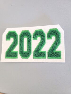 School LETTERMAN JACKET PATCH YEAR CHENILLE KELLY GREEN WHITE NEW SEW ...