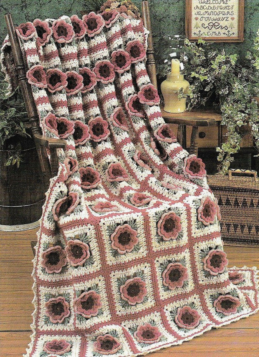 Crochet Rose Afghan Pattern Country Rose Afghan Crochet Pattern