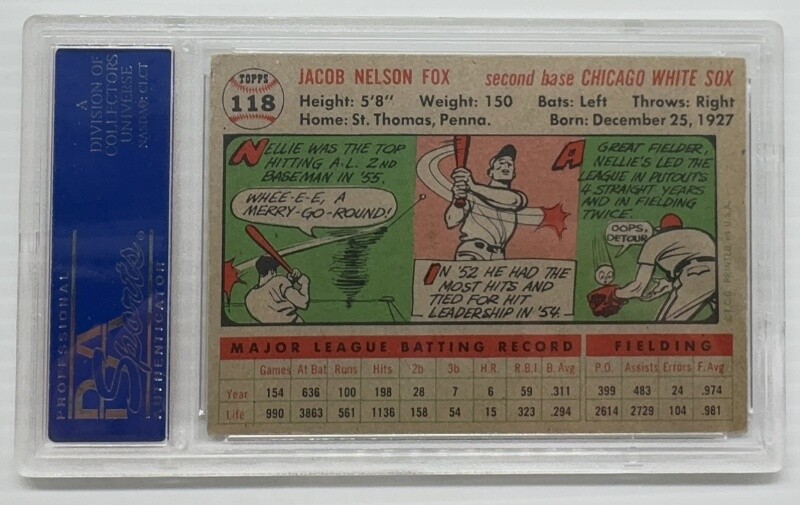 1956 Topps Nellie Fox Gray Back #118 PSA 5 EX White Sox | eBay