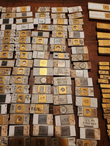 Huge Vintage Rare White Ceramic IC Chip E Prom Gold Processor CPU Lot ...