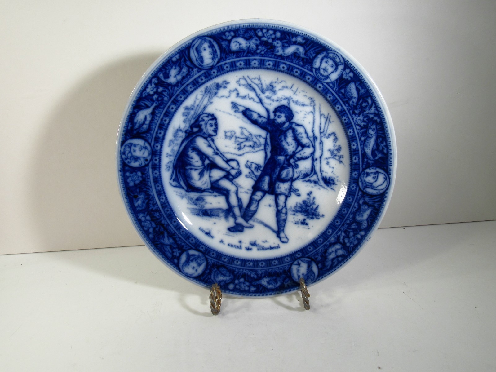 WEDGWOOD ENGLAND FLOW BLUE - IVANHOE -WAMBA & GURTH THE SWINE HERD ...