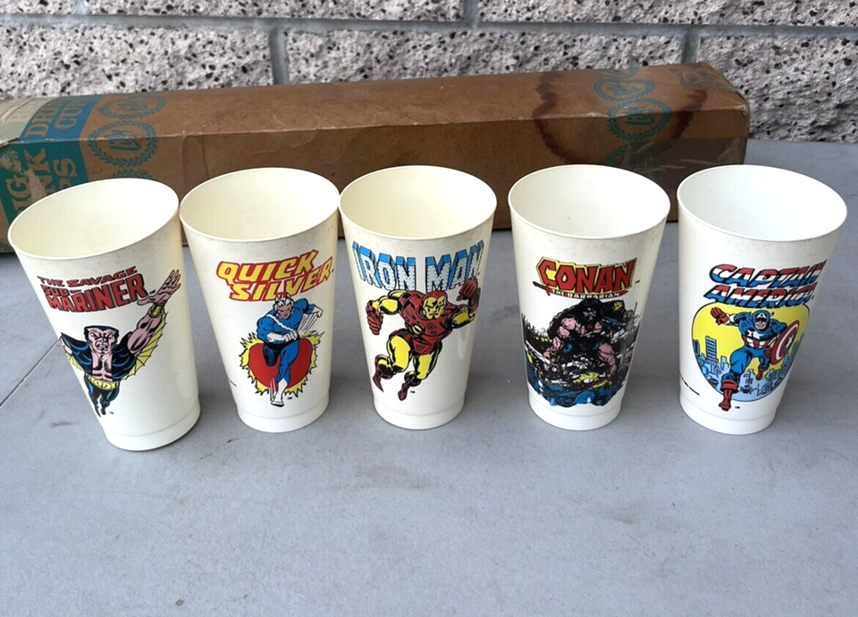 1975 7-11 Marvel Comics Super Hero Slurpee Plastic Cups Cup Complete ...