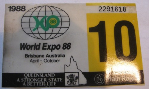 Original 1988 EXPO Queensland Car Registration Sticker Label | eBay