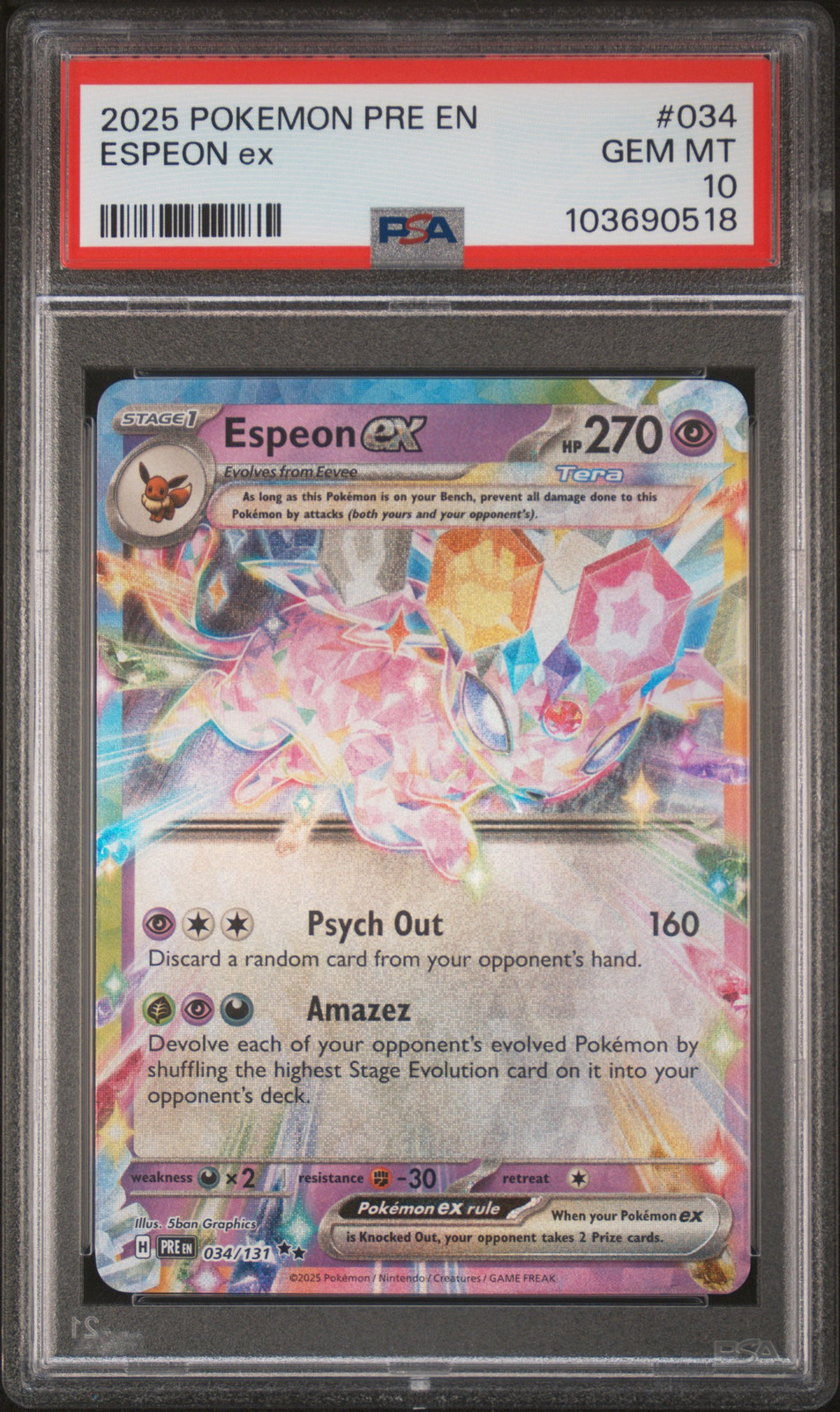 Espeon ex 2025 Scarlet & Violet: Prismatic Evolutions #034/131 Double ...