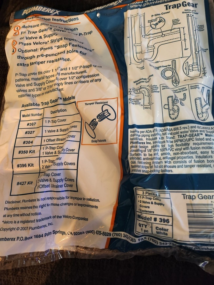 Plumberex Trap Gear ADA Compliant Under-Lav Protection part 350 White ...