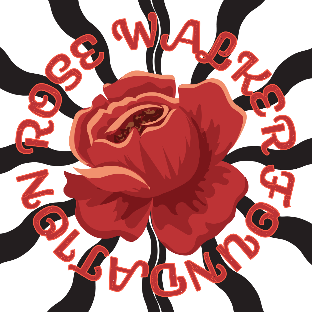 1.25" Black and White Striped Rose Walker Foundation Red Rose Keychain ...