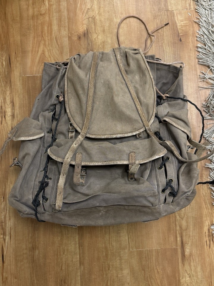 Vtg Late WWII Era Army Bergen Backpack Rucksack Canvas Military Surplus ...