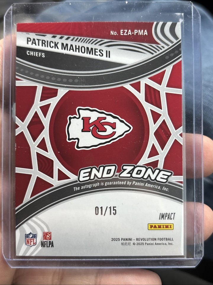 2025 Panini Revolution Patrick Mahomes Auto End Zone Auto 1/15 Impact ...