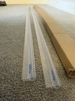 2x 1m Shower Door Bottom Seal Strip Clear PVC Glass Screen Water Drip ...