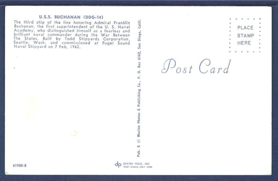 USS BUCHANAN DDG-14 Guided Missile Destroyer | eBay