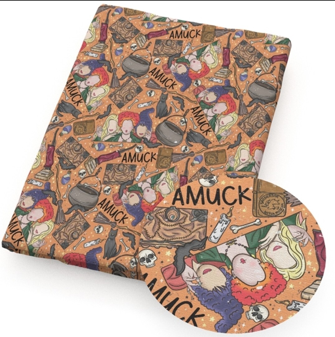 FAUX LEATHER SHEET 8" X 12" Printed 1200499 Hocus Pocus Movie LITCHI ...