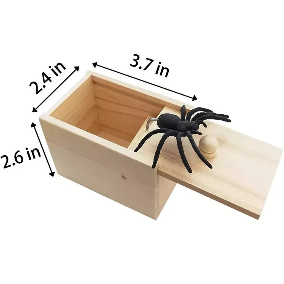 Wooden Prank Spider Scare Box Hidden in Case Trick Play Joke Scarebox ...