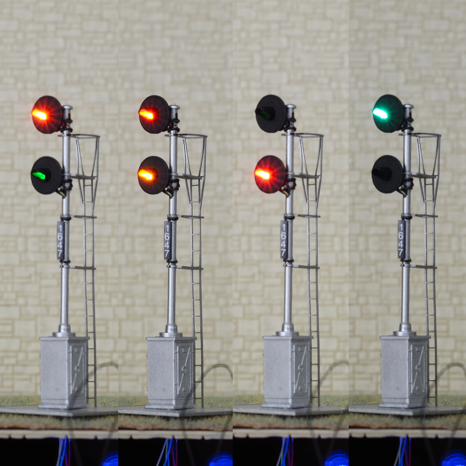 1 x HO scale model railroad 3-colors searchlight signal metal cabinet 2 ...