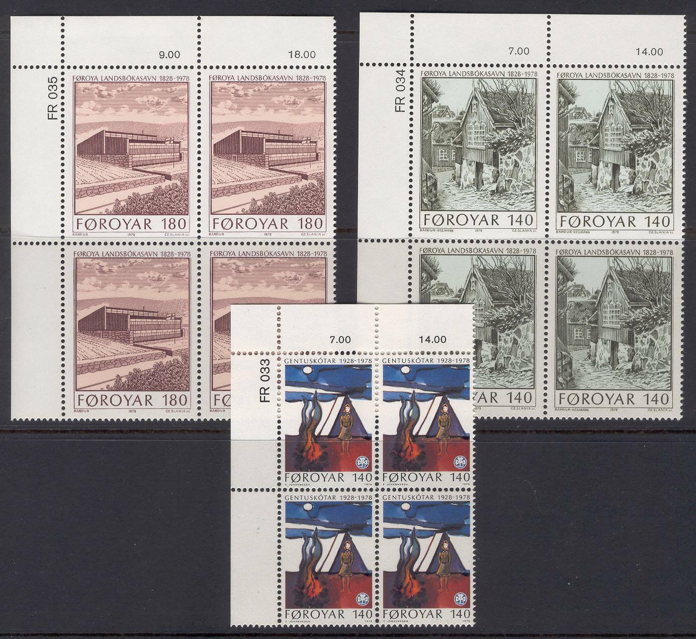Below face R63 Denmark FAROE Isl 1978 MNH 2 sets 12v numbered Library ...