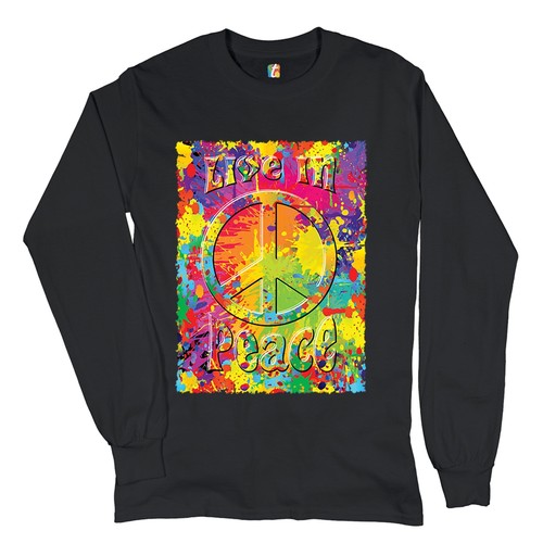 Live in Peace Long Sleeve T-shirt Trippy Neon Peace Symbol 420 Hippie ...