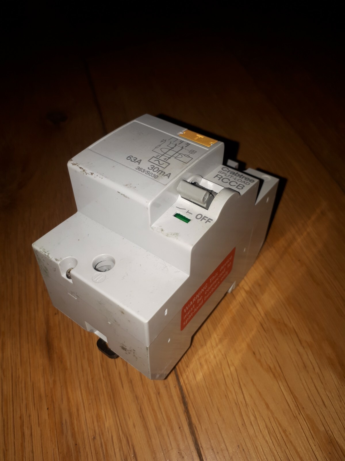CRABTREE 363/S030 63A 30mA SPLIT-LOAD RCCB BS EN 61008 63 AMP DP TRIP ...