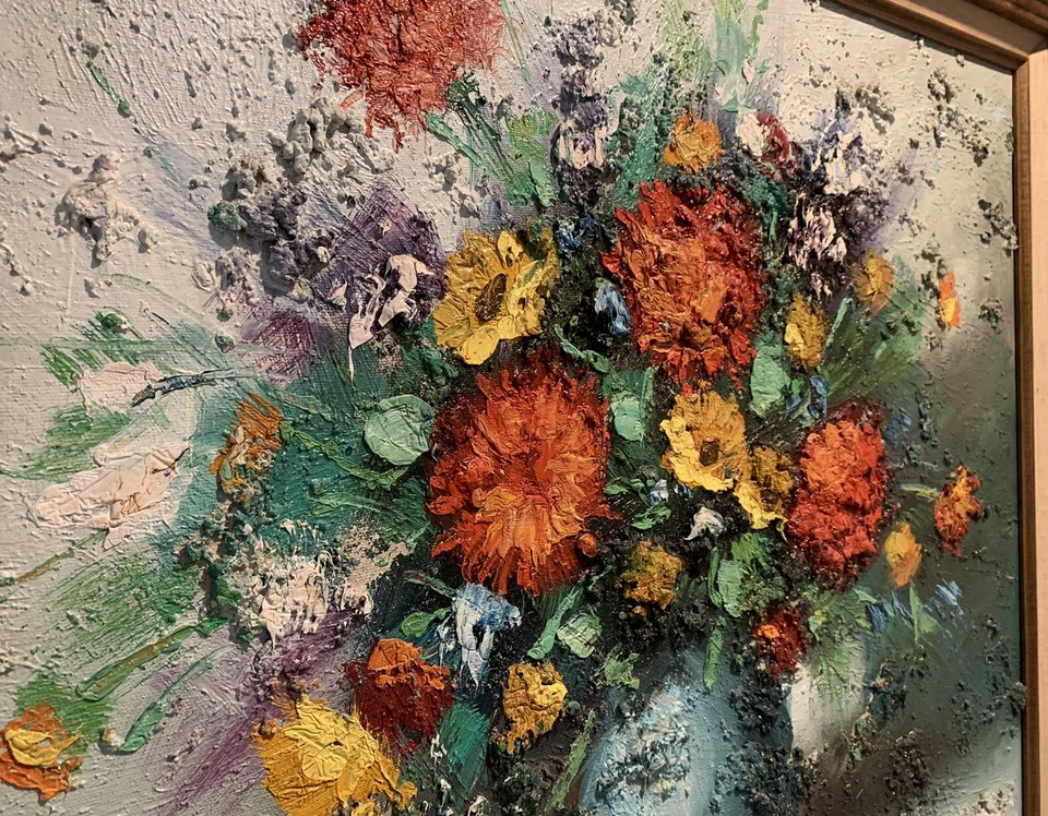 Outstanding Robert Helman Heavy Textured Oil Painting Canvas Still Life ...