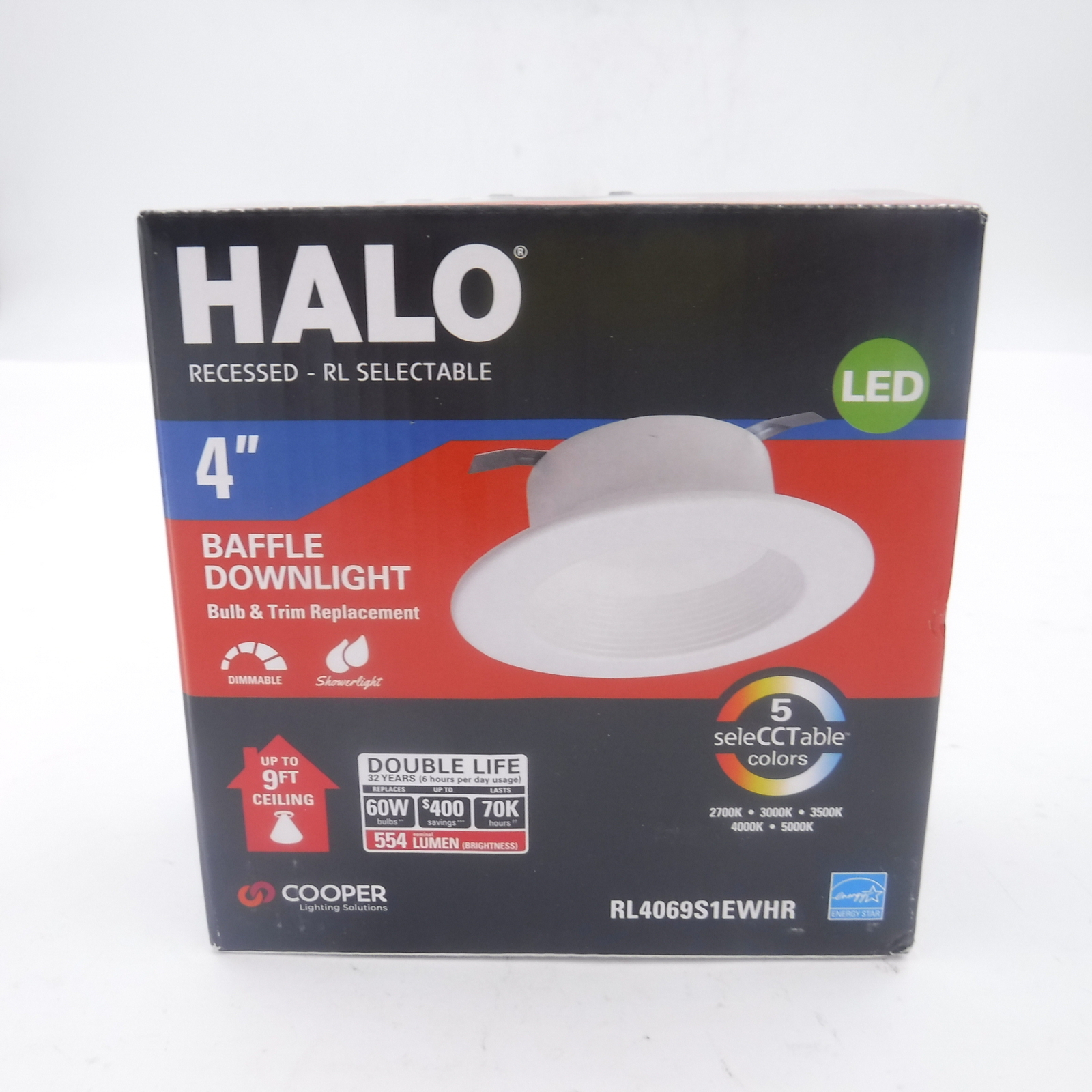4 Pack Halo RL4 Series 4" Selectable CCT Integrated LED Recessed Lights ...