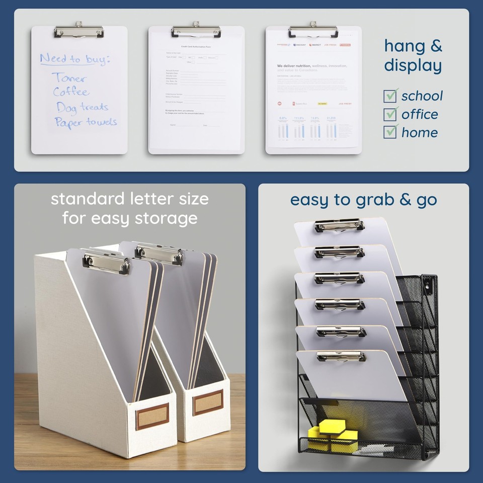 30 Pack Dry Erase Clipboard, Whiteboard Clipboard for Classroom, White ...