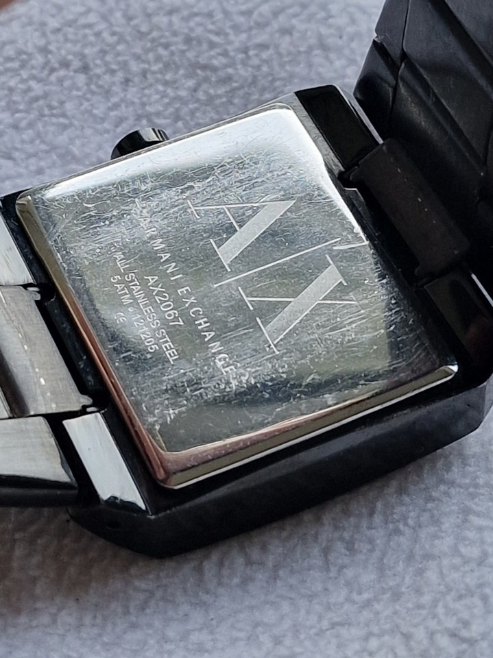 Armani Exchange Men's Oversized Square Quartz Watch (Black) AX2067 ...