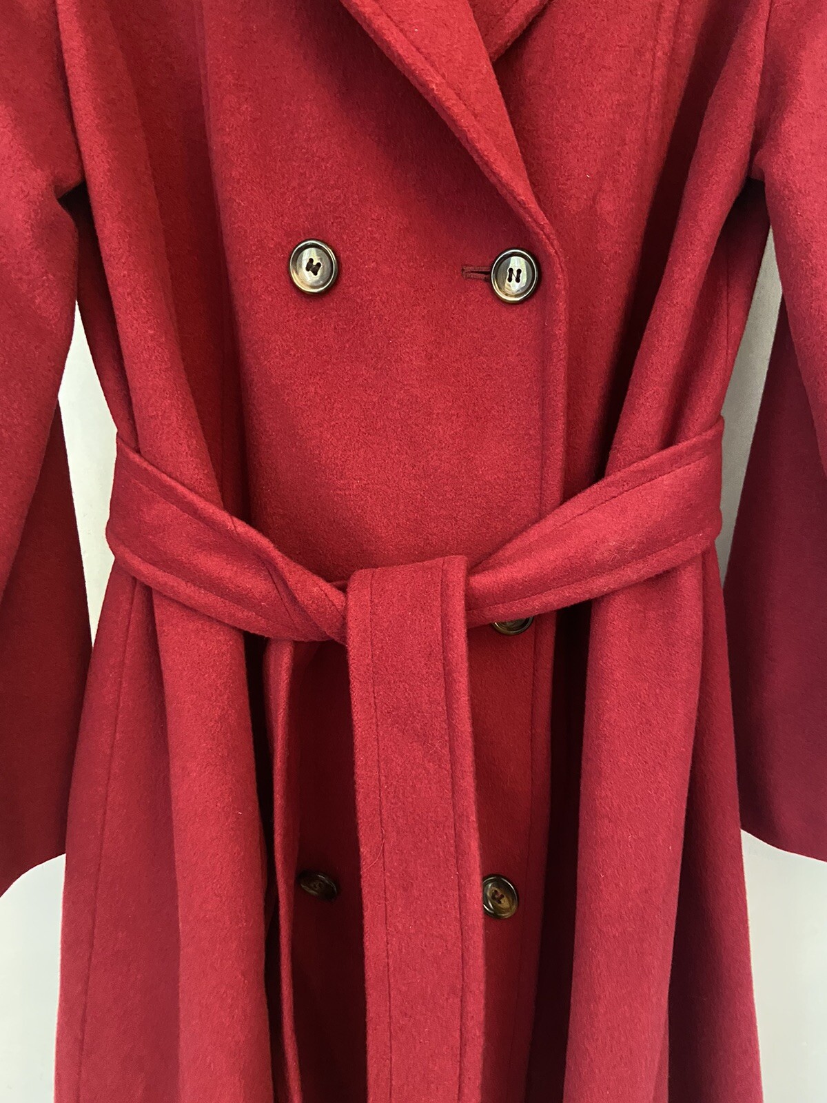 Aquascutum Wool & Cashmere Long Red Overcoat 44’ Che… - Gem