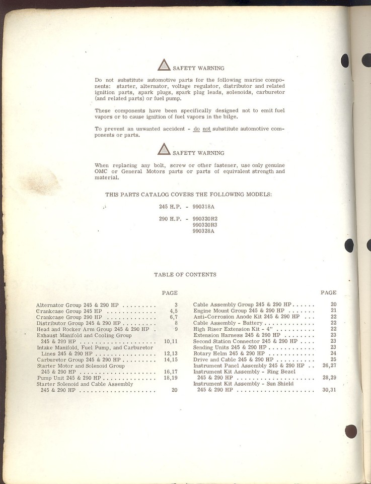 1975 OMC JET DRIVE PARTS MANUAL 245 & 290 HP / 980923 | eBay